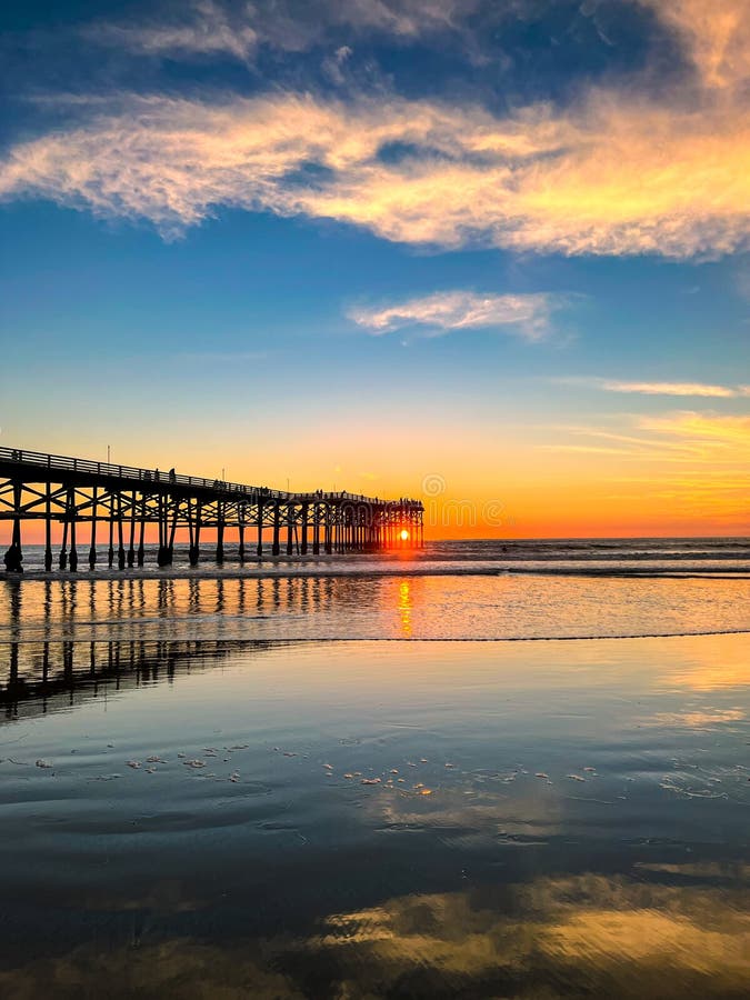 Sunset at crystal pier stock photo. Image of clouds - 241801912