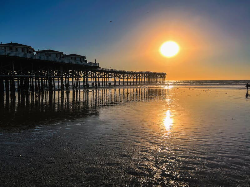 Sunset at crystal pier stock image. Image of water, pier - 241801963
