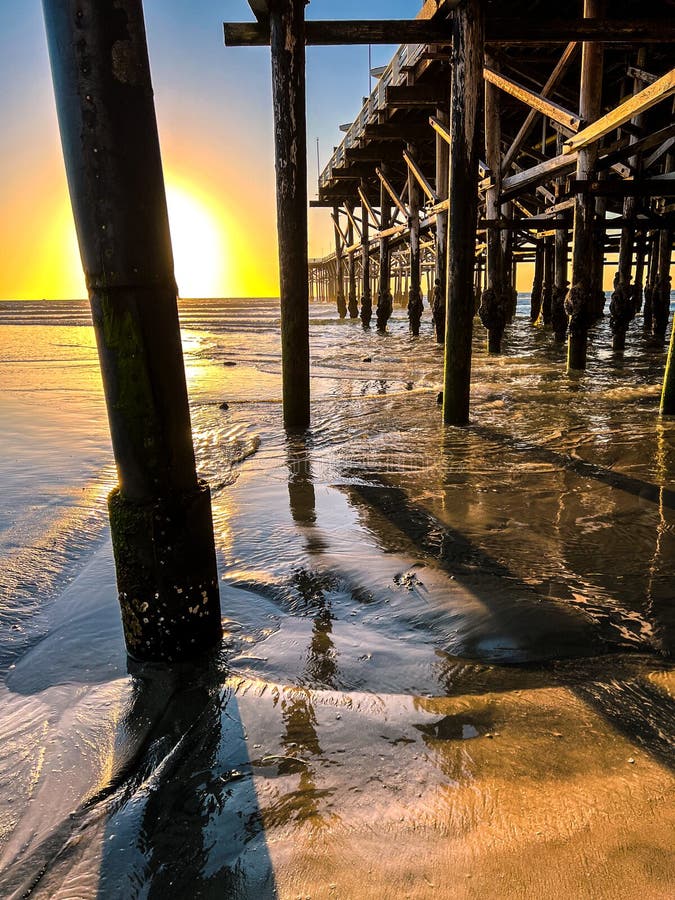 Sunset at crystal pier stock image. Image of clouds - 241801991