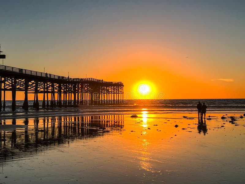 Sunset at crystal pier stock image. Image of pilings - 241802007