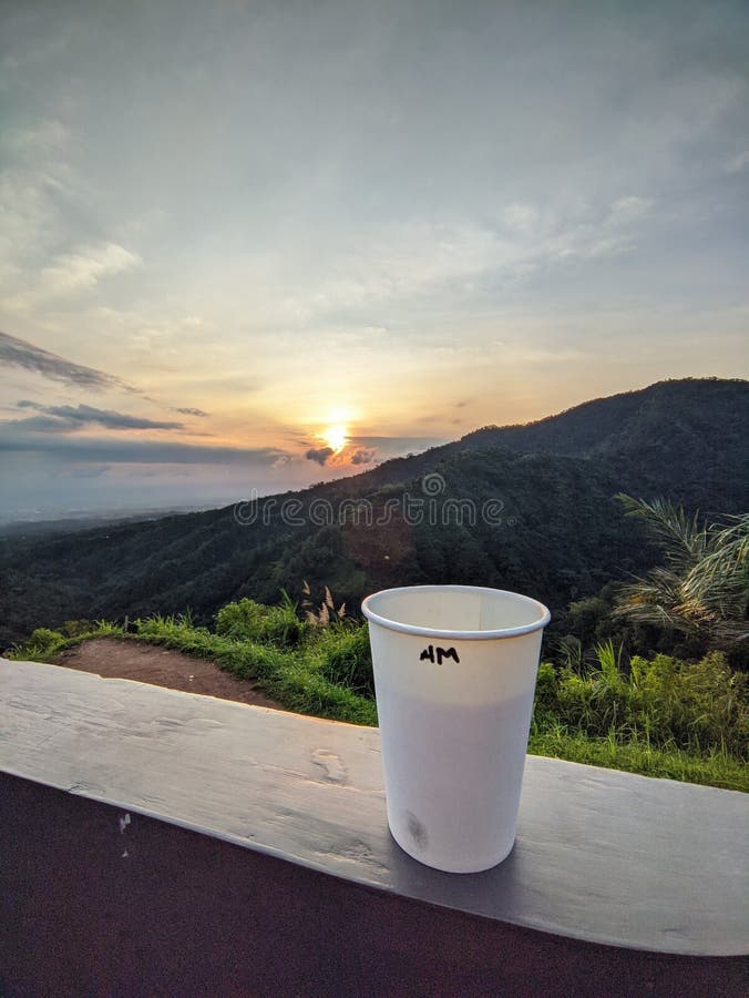 Sunset and a Cup of Coffee with My Favourite V60 Process Stock Image ...