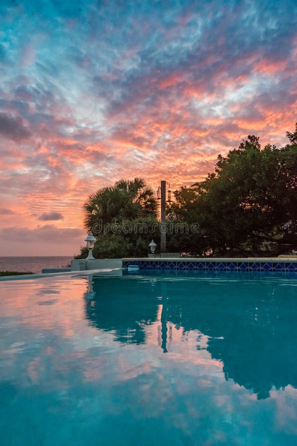 Sunset on Curacao stock image. Image of hotel, dusk, travel - 17349387