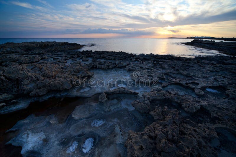 Sunset on Cyprus Island. Salt. Ayia Napa. Stock Photo - Image of island ...