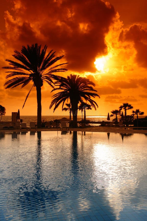 Sunset on cyprus resort stock image. Image of sunset, landscape - 9681817