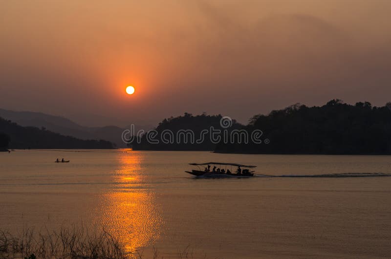Sunset on the dam stock photo. Image of summer, landmark - 39098668