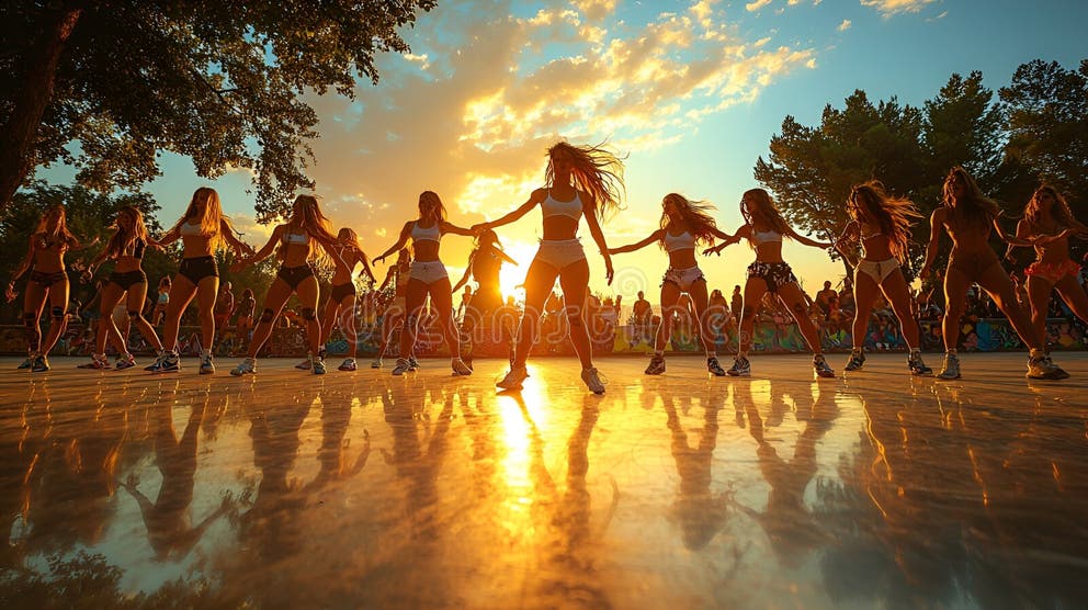 Sunset Dance Festival Crowd Stock Photo - Image of radiant, silhouette ...