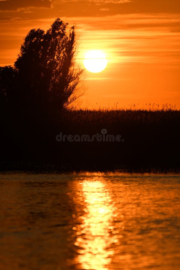 Beautiful Sunset in the Danube Delta Biosphere Reserve in Romania ...