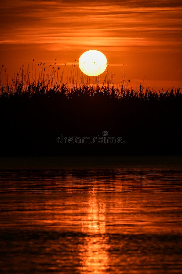 Beautiful Sunset in the Danube Delta Biosphere Reserve in Romania ...