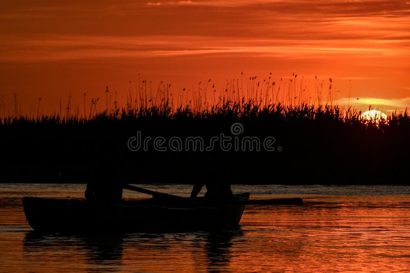 Beautiful Sunset in the Danube Delta Biosphere Reserve in Romania ...