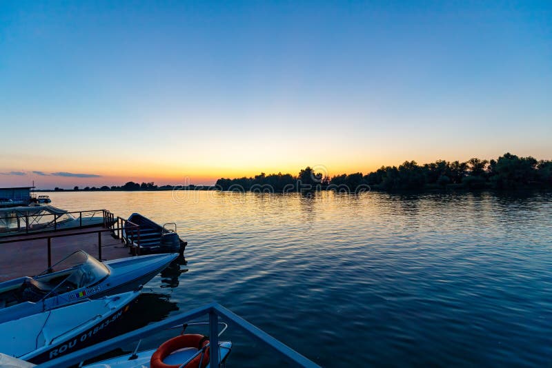 Sunset in the Danube Delta at Mila 23 Romania Stock Image - Image of ...
