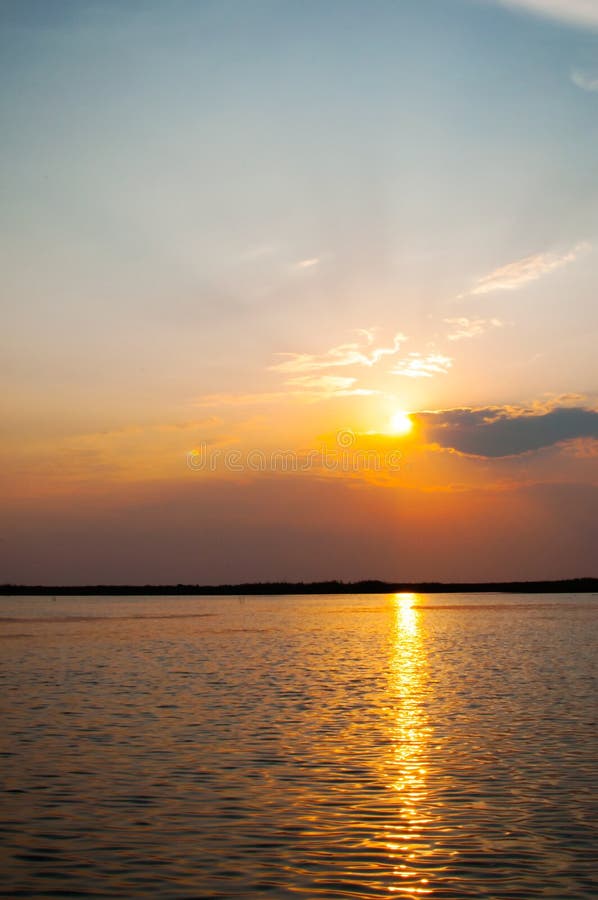 Sunset in Danube Delta stock photo. Image of peace, skyline - 33286930