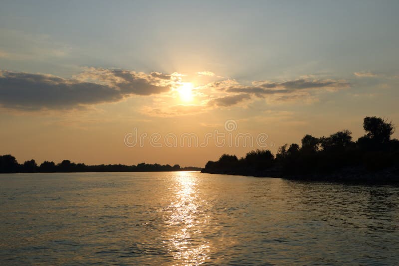 Sunset in the Danube Delta Romania Stock Photo - Image of natural ...