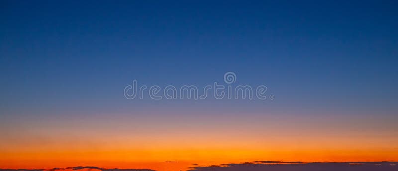Sunset Dark Blue Sky with Orange Gradient. Sky Landscape, Panorama ...