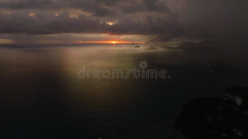 Dark Clouds Supercell Storm Forming Over Caribbean Island with Roads ...