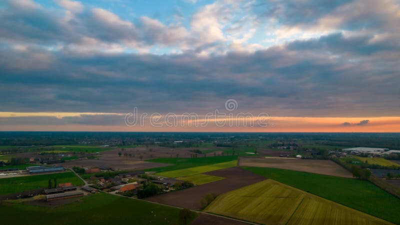 Sunset with Dark and Dramatic Tthunderstorm Clouds Being Split. the ...