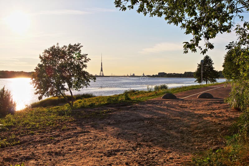 Sunset on the Daugava River Stock Photo - Image of nature, river: 41454634