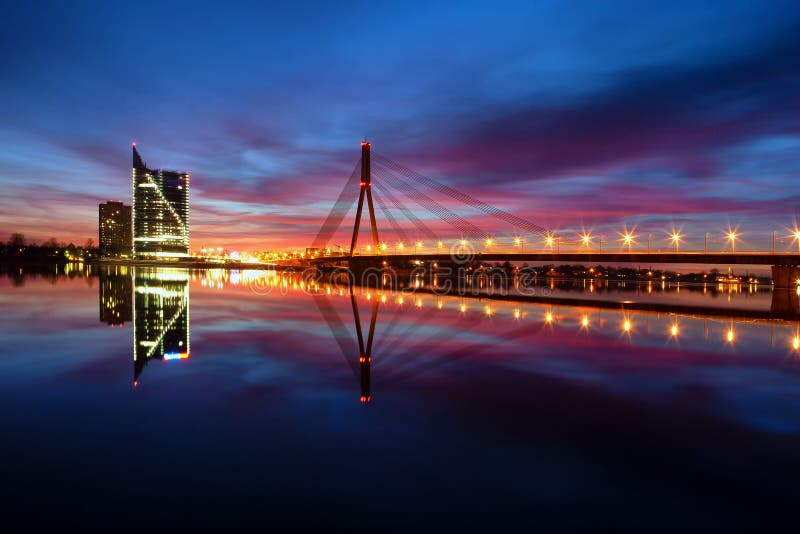 Sunset on the Daugava River in Riga Stock Image - Image of dusk ...