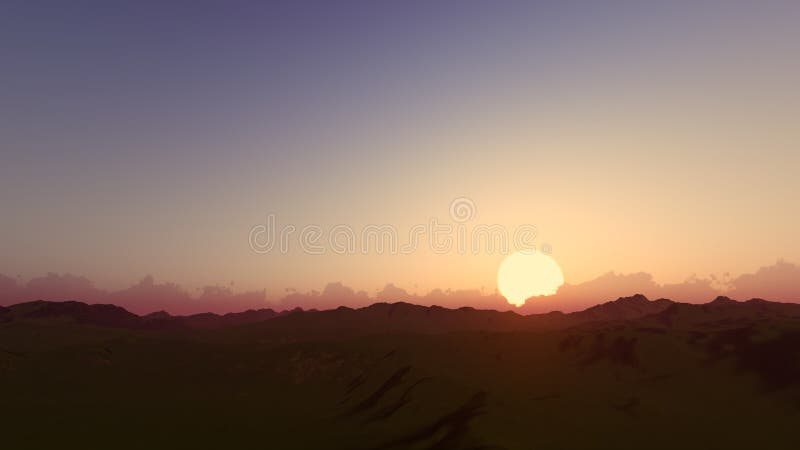Sunset Dawn Clear Sky 3D Render Stock Image - Image of morning, stone ...