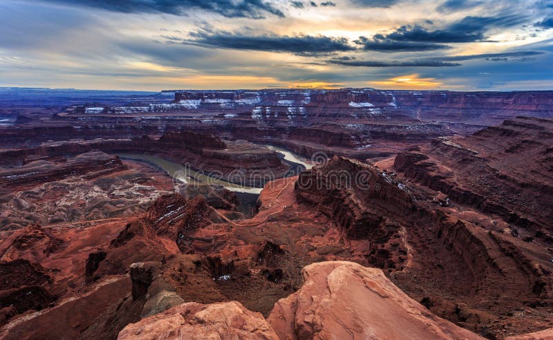 Sunset at Dead Horse Point State Park Stock Image - Image of cliff ...