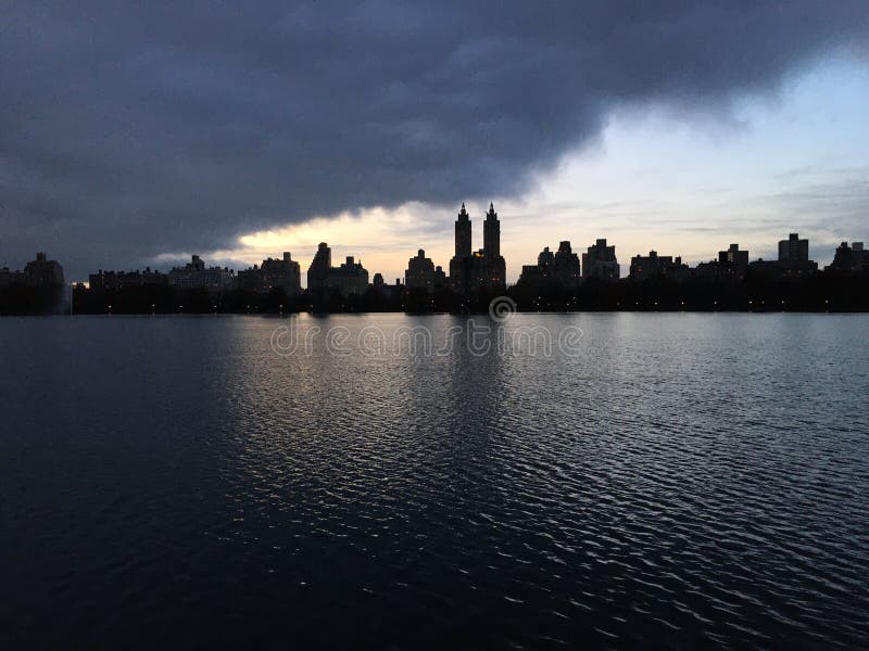 Sunset in December at Central Park in Manhattan, New York, NY. Stock ...