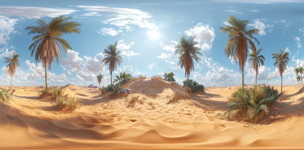 At Sunset, a 360-degree Panorama of Palms in the Desert Stock Image ...