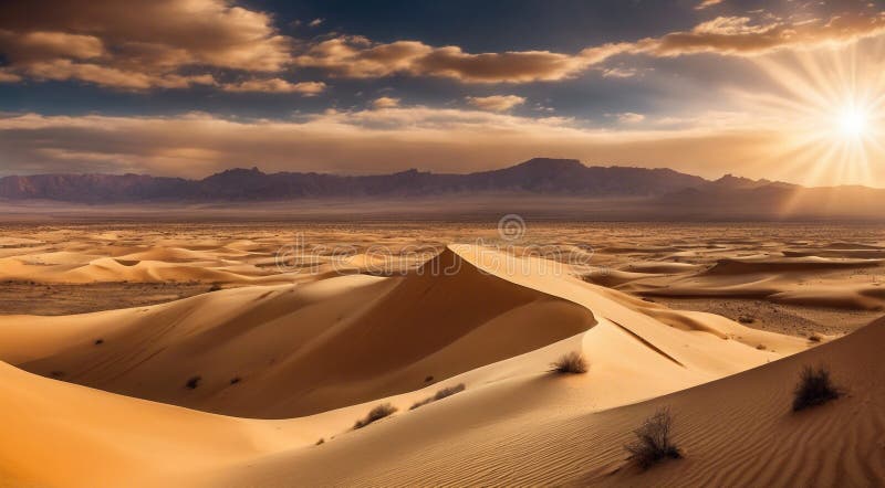 Sunset in the Desert, Panoramic Desert Scene, Sand in the Desert ...