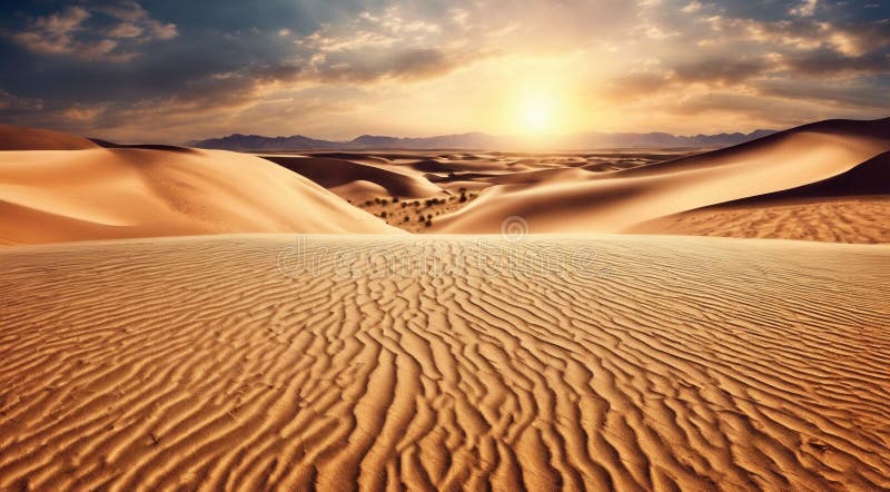 Sunset in the Desert, Panoramic Desert Scene, Sand in the Desert ...