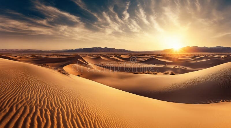 Sunset in the Desert, Panoramic Desert Scene, Sand in the Desert ...
