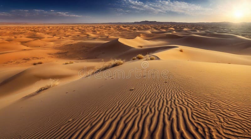 Sunset in the Desert, Panoramic Desert Scene, Sand in the Desert ...