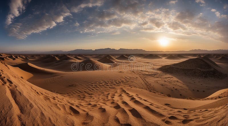 Sunset in the Desert, Panoramic Desert Scene, Sand in the Desert, Landscape in the Desert Stock ...