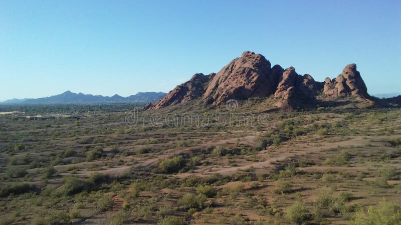 Sunset in Desert with Red Rocks in Phoenix, Arizona. Stock Image ...