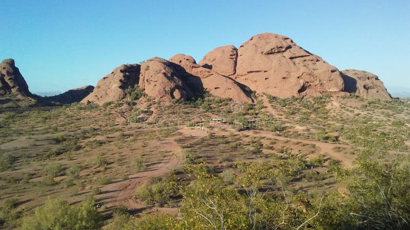 Sunset in Desert with Red Rocks in Phoenix, Arizona. Stock Photo ...