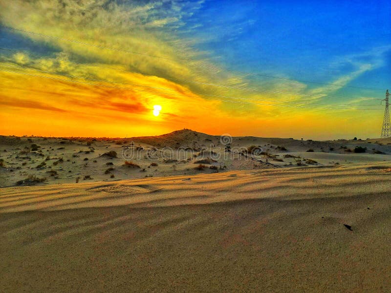 Sunset in Desert Sahara of Algeria Stock Image - Image of dessert ...