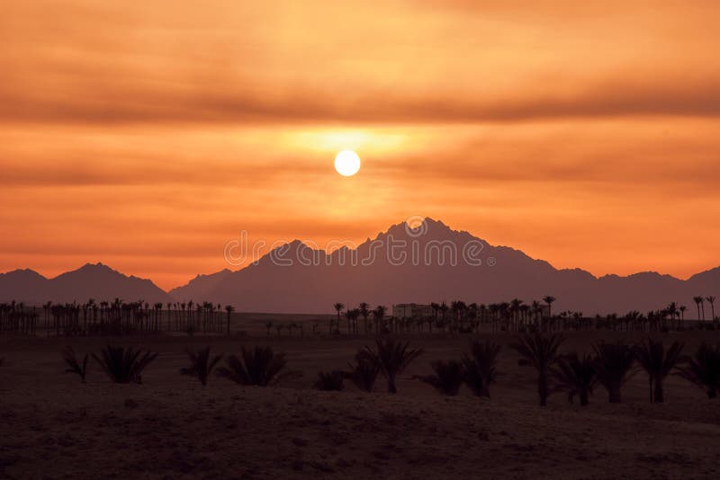 Sunset in Desert - Sahara Mountains Stock Photo - Image of exploration ...
