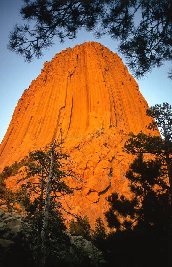 Sunset at Devils Tower National Monument, USA Stock Image - Image of ...
