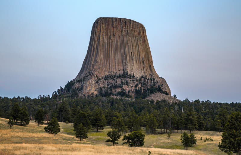 Sunset on Devils Tower Rising in the Distance, Devils Tower National ...