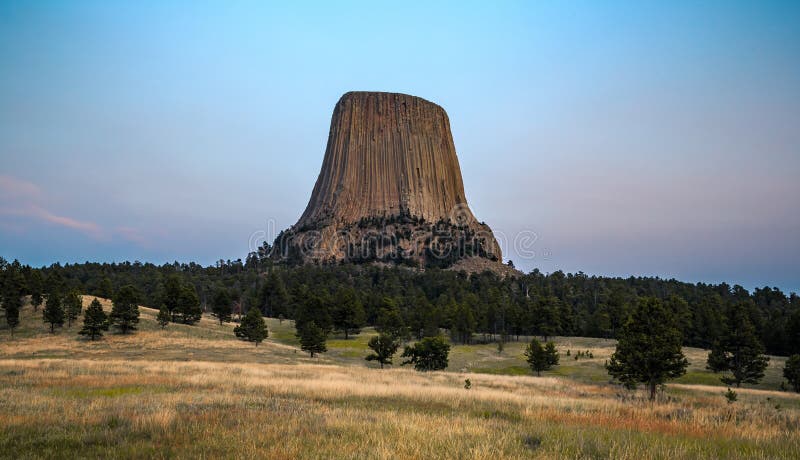 Sunset on Devils Tower Rising in the Distance, Devils Tower National ...