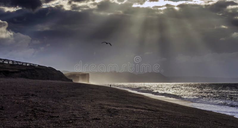 Sunset on Devon Jurassic Coast Stock Image - Image of england, nature ...