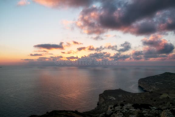 Sunset on dingli cliffs stock image. Image of travel - 50955553