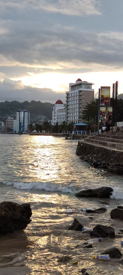Sunset at Dock 2 Jayapura Beach Editorial Photo - Image of jayapura ...