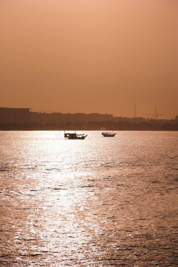 Sunset in Doha stock photo. Image of site, middle, traditional - 124786360