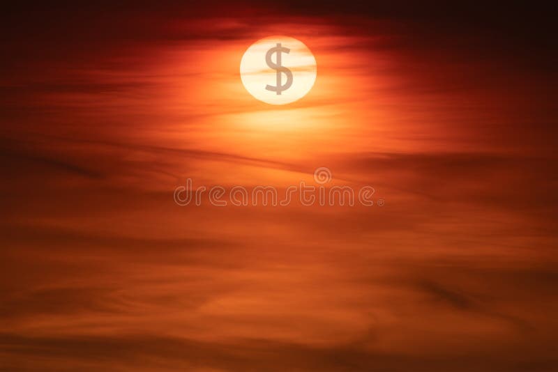 Sunset with Dollar Symbol on the Sun. Falling Currency Concept Stock ...