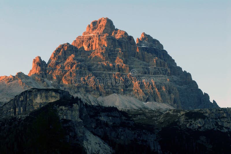 Sunset on Dolomite peaks stock photo. Image of peaks, mountain - 2460154