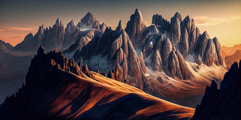 Sunset Dolomites Alps Form a Mountain Range in Northeastern Italy Stock ...