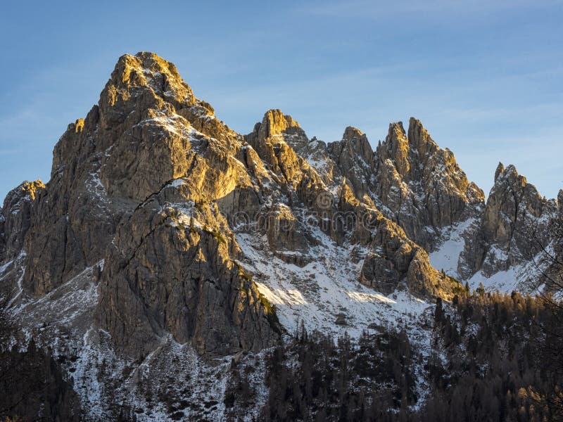 Sunset in the dolomites stock photo. Image of stone, peak - 84177772