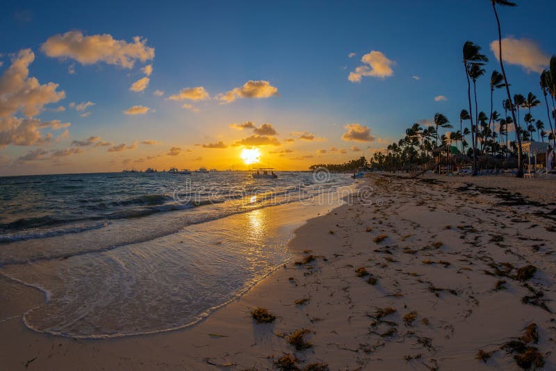 Sunset on a Dominican Beach Stock Image - Image of punta, relaxing ...
