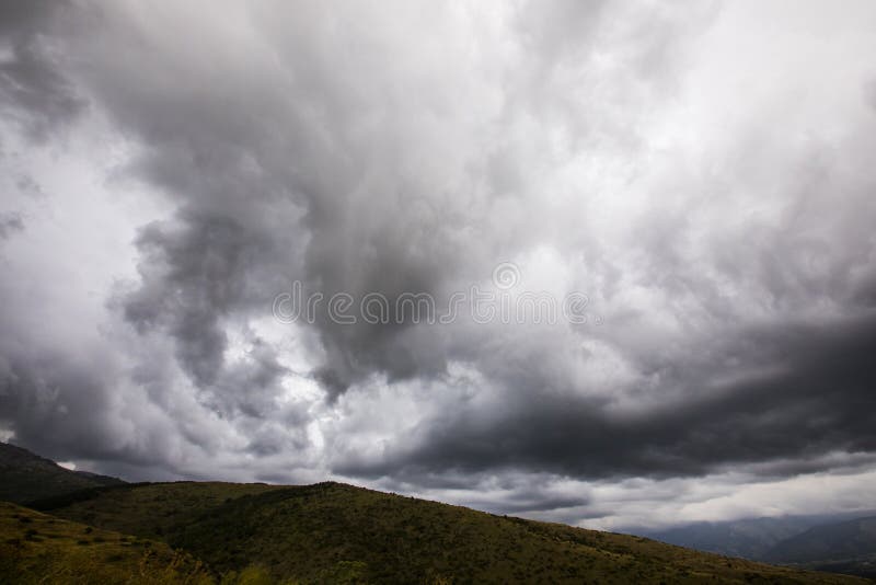 Sunset and Dramatic Clouds in Cerdanya, Pyrenees, Spain Stock Image ...