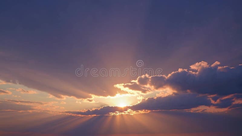 Sunset with Dramatic Clouds and Radiant Sun Rays Across the Sky ...