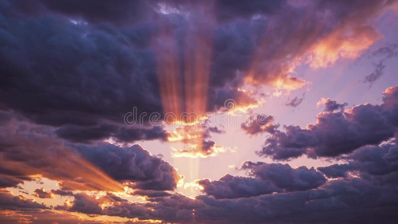 Sunset with Dramatic Clouds and Sun Rays, Scenic Sky. Nature Beauty and ...