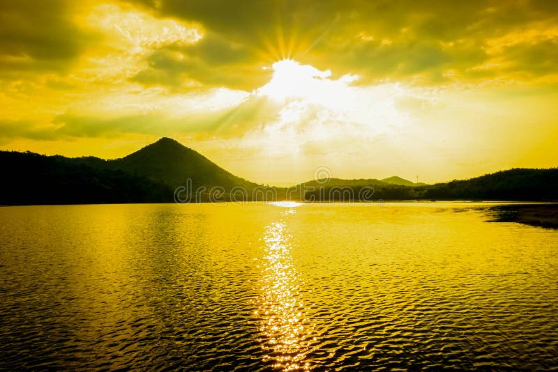 Sunset Dramatic River stock image. Image of island, beautiful - 91836841
